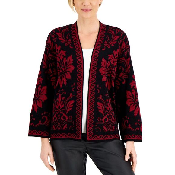 JM Collection | Sweaters | Jm Collection Metallic Jacquard Open ...